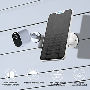 4W Solar Panel Charging Compatible with Arlo Essential Spotlight/XL Spotlight, with 13.1ft Waterproof Charging Cable, IP65 Weatherproof,Includes Secure Wall Mount(1-Pack)(Micro USB Type)