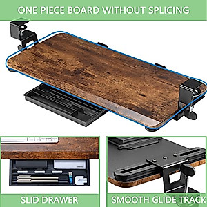 ETHU Keyboard Tray, 26.77" X 11.81" Large Size Keyboard Tray Under Desk with C Clamp-on Mount Easy to Install, Computer Keyboard Stand, Ergonomic Keyboard Tray for Home and Office (Walnut)