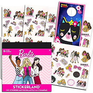 Barbie Sticker Book for Girls - Barbie Sticker Pack Bundle with 120 Barbie Stickers for Kids Ages 4-8 Plus Door Hanger | Barbie Party Supplies