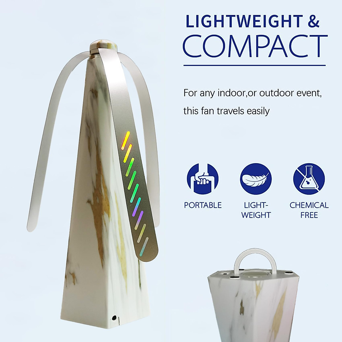 Molpafe Table Fans, Portable and Soundless, with Soft Fan's Blades, USB Rechargeable, Keeps Your Food Clean, Suitable for Home, Patio, Restaurant, BBQ and Picnic (2 Pack)-005