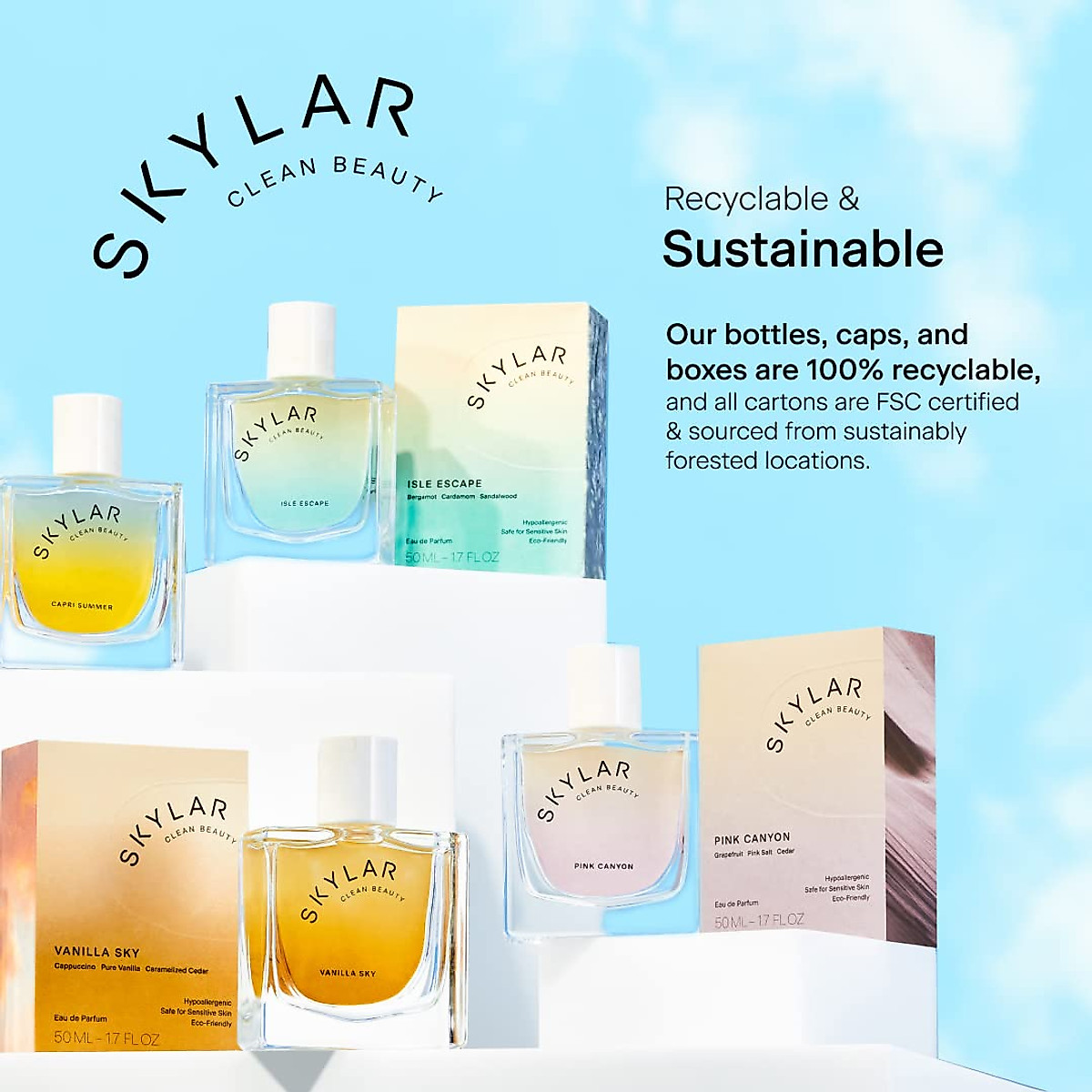 Skylar Fall Cashmere Eau de Parfum - Hypoallergenic & Clean Perfume for Women & Men, Vegan & Safe for Sensitive Skin - Spicy Gourmand Perfume with Notes of Cinnamon, Almond & Ginger - 10mL /0.33 Fl oz