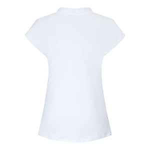 Vidusou Golf Shirts for Women,Tennis Polo Womens Short Sleeve Athletic T-Shirts Sport Active Workout Golf Apparel Running Outdoor Clothes White XL