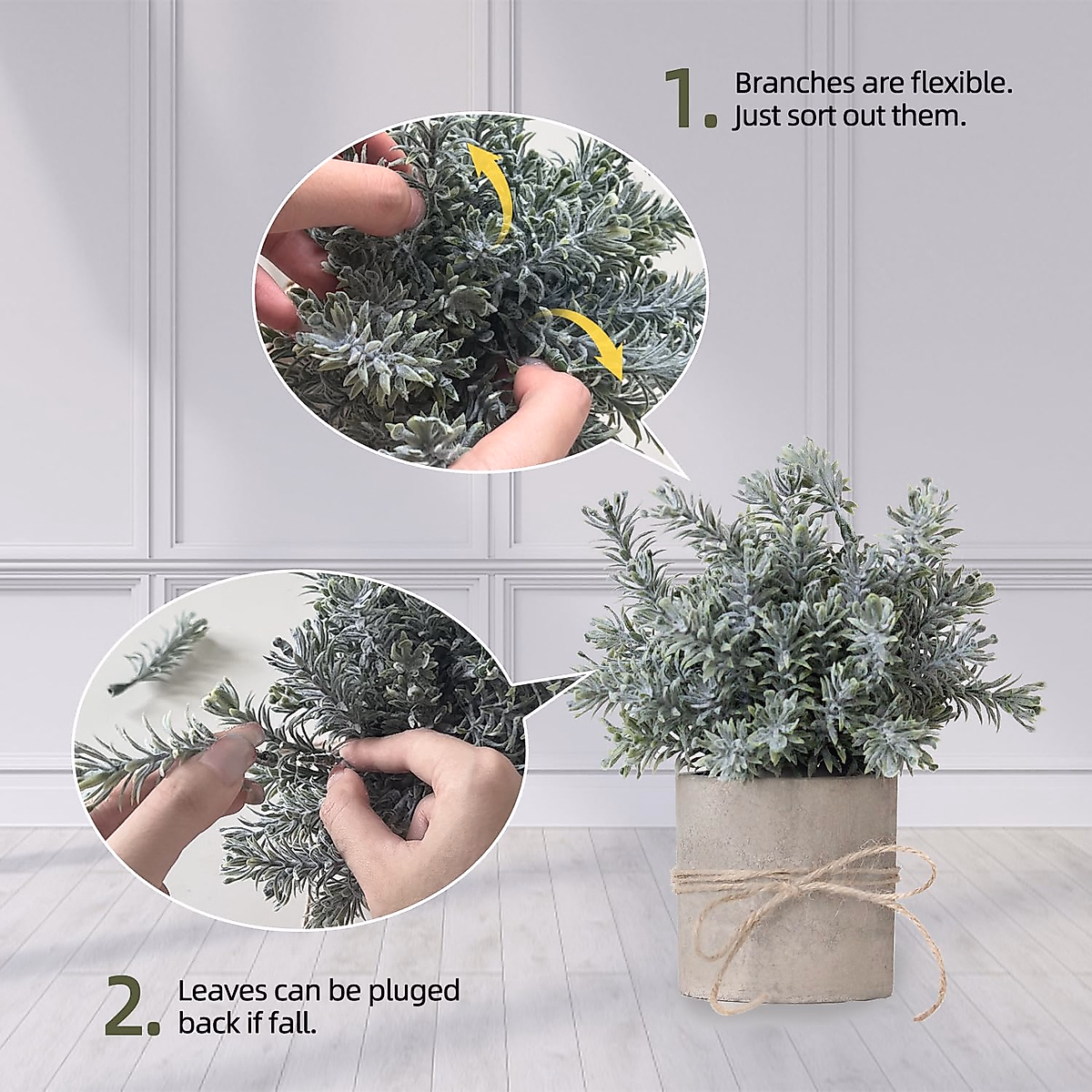 PENGYEE 4 Pack Small Fake Plants, Artificial Plants Indoor for Home Decor, Small Faux Plants Indoor, Fake Plants in White Pot for Bathroom Bedroom Kitchen Office Farmhouse Room Shelf Decor