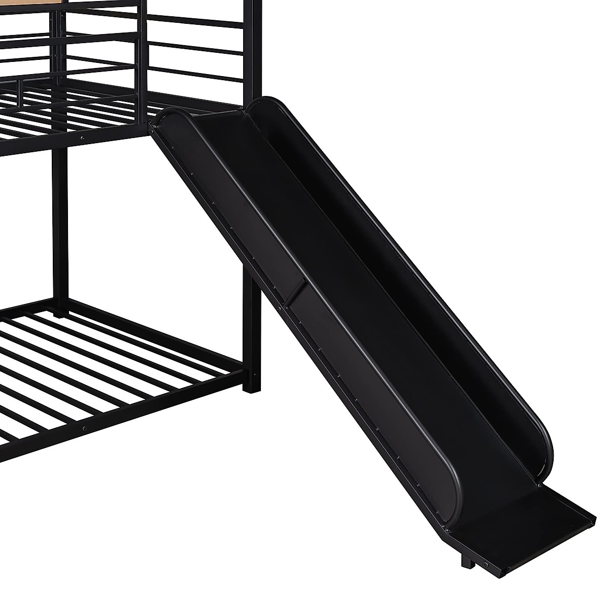 Harper & Bright Designs Twin Over Twin Bunk Bed with Slide, House Bunk Bed with Roof and Guardrails, Metal Bunk Bed Twin Over Twin, House Bed for Kids, Teens, Girls, Boys (New, Black)