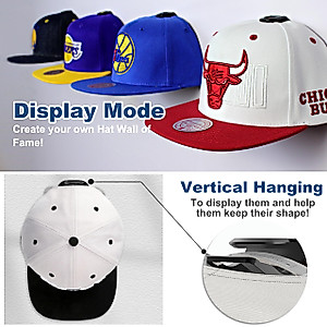 22 Pack Adhesive Hat Hooks for Wall, Removable Hat Rack for Baseball Caps, New Upgrade Wall Hat Holder, Hat Hanger or Wall, Door, Closet, No Drilling (Black)