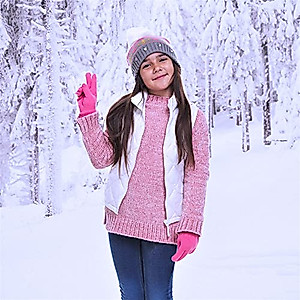 SWAK Girls Hat & Glove Sets-Kids Cold Weather Winter Accessories-Childrens pom pom Hat sets-Big Girls 2 Pc Beanie Sets