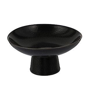 Angoily Footed Bowl Ceramic Bowl Vintage Fruit Bowl Holder Dessert Display Stand Serving Fruit Tray for Kitchen Counter Centerpiece Table Decor Black