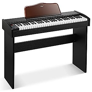 Keyboard Piano, Eastar 61 Key Keyboard for Beginners/Professional, Full Size Electric Piano, Classic Wooden Digital Keyboard with Sustain Pedal & Music Stand, Supports MP3/USB/Audio/Mic/Headphones