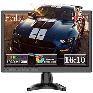 Feihe 17 Inch Full HD 1920x1200 LED Monitor with HDMI VGA Build-in Speakers, 60Hz Refresh Rate, 5ms Response Time, VESA Mounting