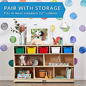 ECR4Kids Scoop-Front Storage Bins, Easy-to-Grip Design Storage Cubbies, Kid Friendly and Built to Last, Pairs with ECR4Kids Storage Units, 10-Pack, Blue