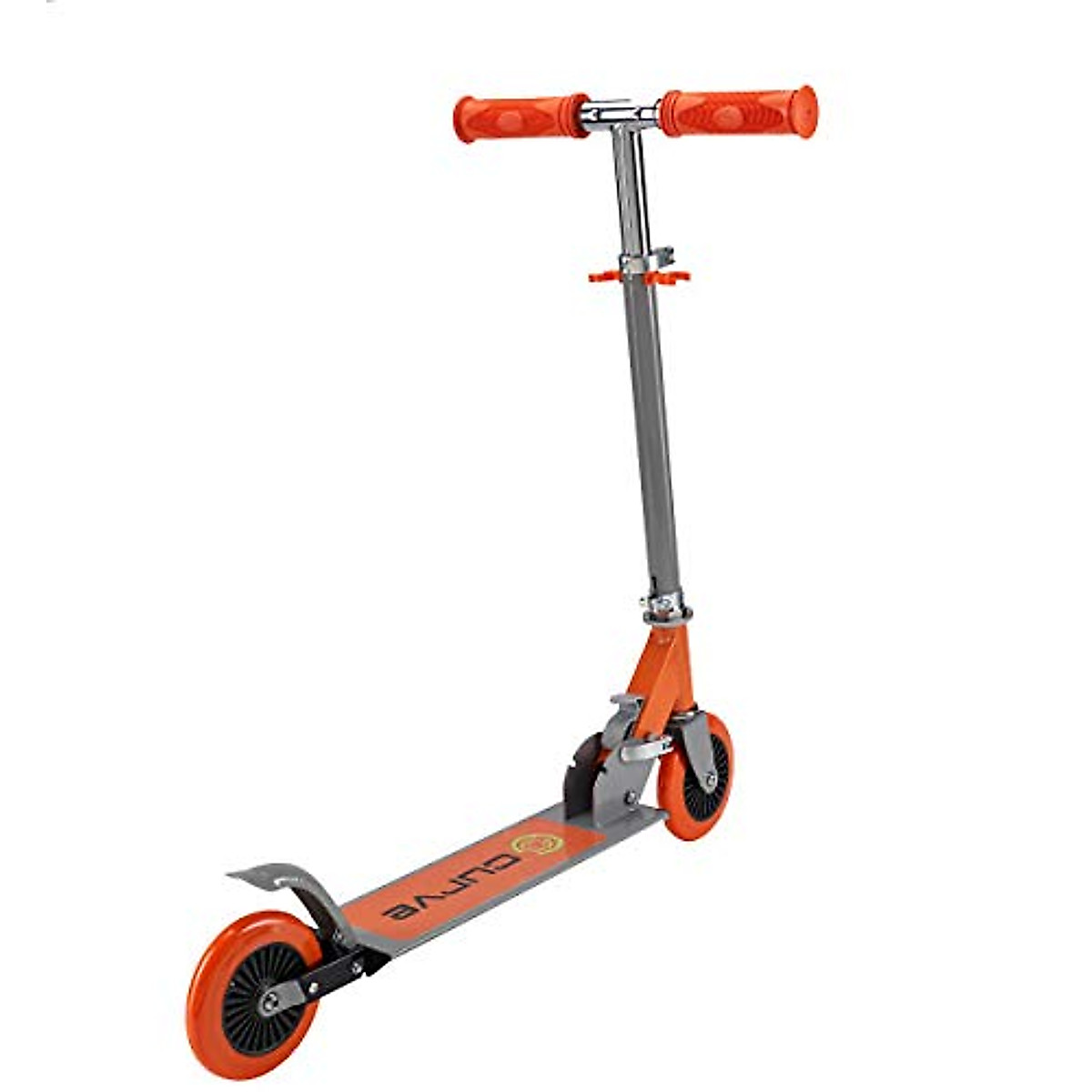 Curve ACTSCOT-489CV-ORG Standard Folding Metal Scooter for Kids, Easy Fold-N-Carry Design, Ultra-Lightweight, Portable Folding Design Comforable & Safe Durable & Easy to Ride, Orange