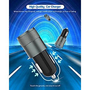 [Apple MFi Certified] iPhone Car Charger,3.4a Fast Charge Dual Port USB Cargador Carro Lighter Adapter USB Car Charger iPhone Metal Cigarette Lighter [2Pack] Lightning Cable for iPhone/iPad/Airpods