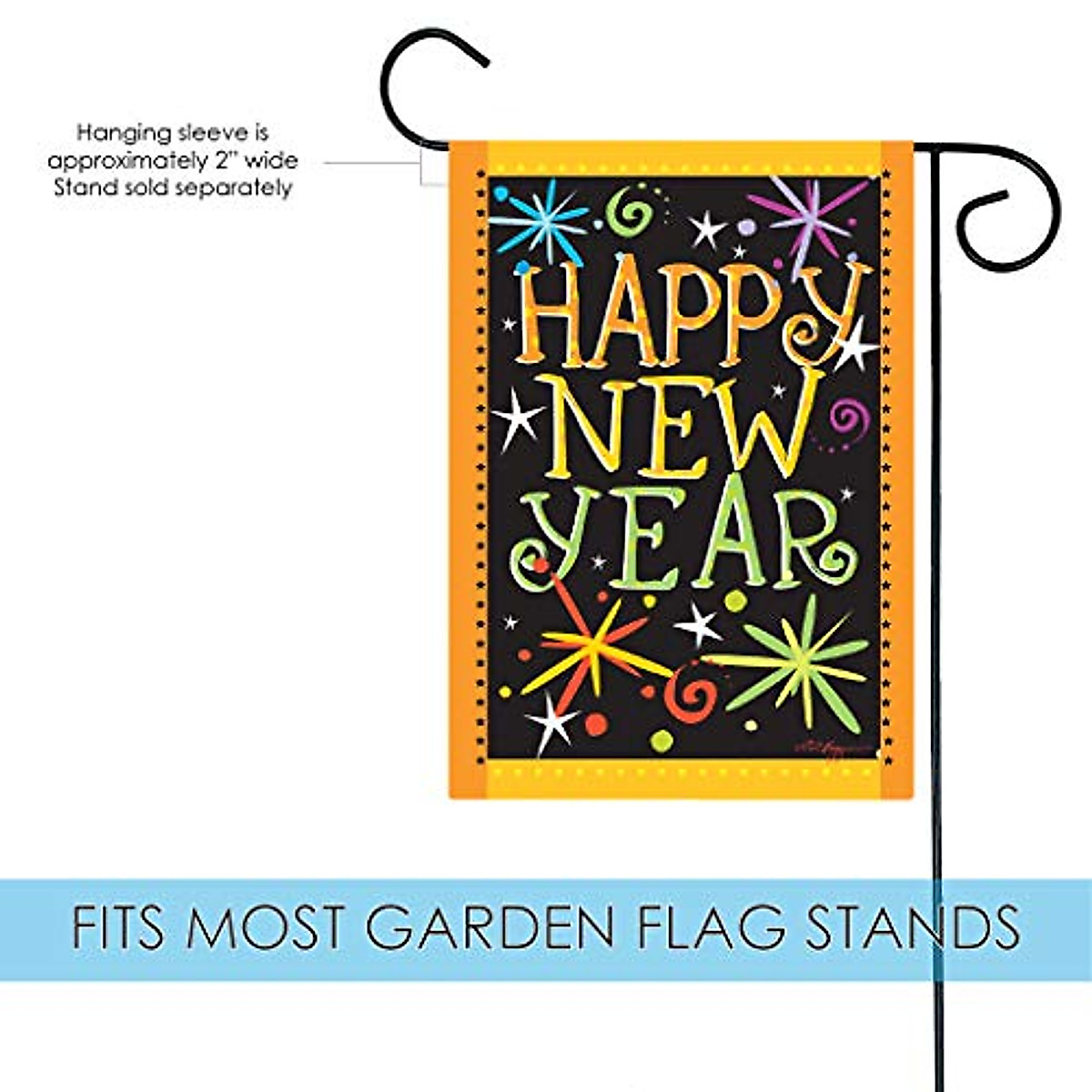 Toland Home Garden 1110449 Happy New Year New Year Flag 12x18 Inch Double Sided New Year Garden Flag for Outdoor House party Flag Yard Decoration