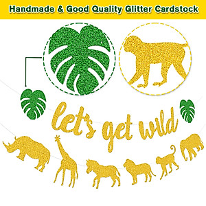 Let's Get Wild Banner Animal Jungle Safari Animal Theme Birthday Garland Zoo Themed Baby Shower Wild One Party Welcome Sign Forest 1st Birthday Party Decorations Gold Glittery