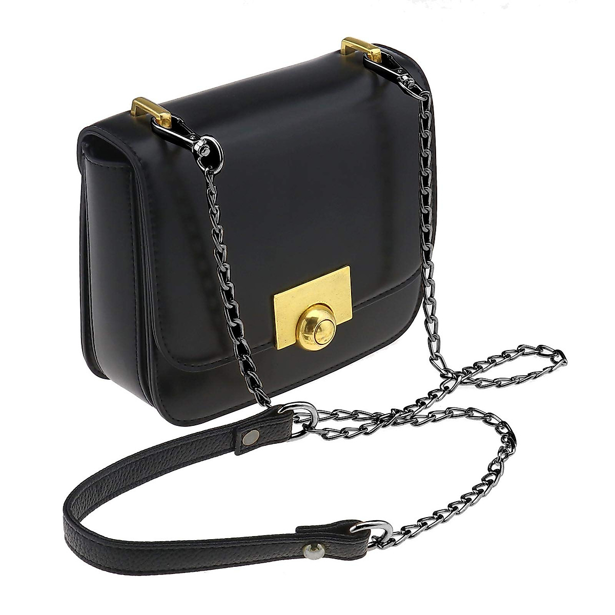 Purse Chain Strap, Slim Black Leather Wrist Strap Replacement for Handbag Shoulder Cross Body Bag - 47 Inch