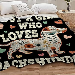 Just A Girl Who Loves Dachshund Blanket | Funny Gift for Animal Lover | Dachshund Lovers Home Decor for Girls | 40"x50" Dachshund Lover Gift Blanket for Halloween Christmas Birthday