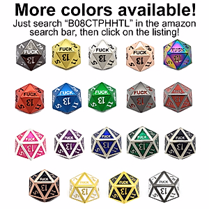 Red Metal D20 F*** Dice Critical Fail F 20 Sided Die Set DND Black Red Gunmetal Color Number for Role Playing Game Dungeons and Dragons D&D Pathfinder Shadowrun and Math Teaching