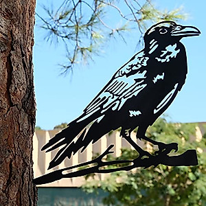 renovatio Metal Raven - Metal Birds Yard Decor - Metal Yard Art - Tree Decorations Outdoor - Backyard Decor - Garden Gift - Garden & Patio Decor - Halloween Decoration Outdoor
