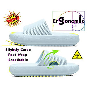 House Slippers For Women & Men - Cloud Slippers Non Slip Pillow Shower Slides Open Toe Comfy Quick Drying Bathroom Sandals For Spa Pool Gym Beach Indoor and Outdoor Sky Blue 4041