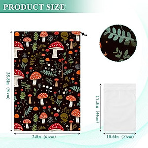 RunningBear Funny Mushrooms Leave Laundry Bag Travel Laundry Bags Travel Laundry Bags with Drawstring Large Laundry Bags for Traveling Apartment