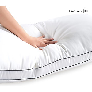 LANE LINEN Bed Pillows King Size Set of 2 (20"x36") - Soft Gusseted Pillow for Back, Stomach or Side Sleepers - Hotel Quality Down Alternative King Pillows 2 Pack - White