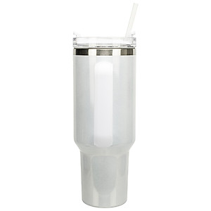 Elanze Designs Majestic Flying Dragon 40 oz. Stainless Steel, Large Water Bottle Coffee Mug, Spill & Leak Resistant, Thermal Travel Tumbler with Handle, Lid & Straw, White