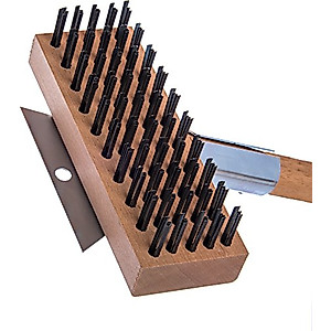Carlisle FoodService Products Wood Oven Grill Brush & Scraper with Handle, 30 Inches, Natural