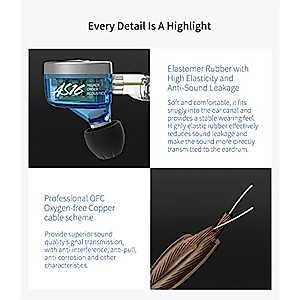 YINYOO KZ AS16 in Ear Monitor IEM Metal Headphones Earphones HiFi Stereo Sound Earbuds Noise Cancelling Ear Buds with 8BA 0.75mm 2pins Cable (with mic, Blue)