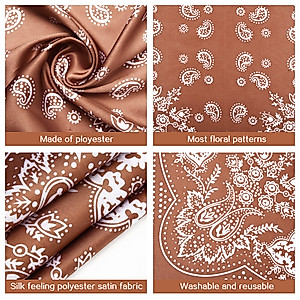 DOOBO Silk Head Scarf, 3 Pcs Satin Hair Scarf Set of 27.5 Inches, for Women Girls(Brown, Khaki, Light Green)
