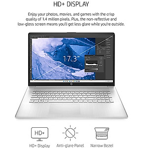 hp Newest Pavilion 17.3" HD+ Display Laptop Computer, 11th Gen Intel i3-1115G4(Up to 4.1GHz, Beat i5-8250U), 8GB DDR4 RAM, 256GB SSD+256GB USB, HDMI, USB 3.0, WiFi, Webcam, Windows 11S, JVQ