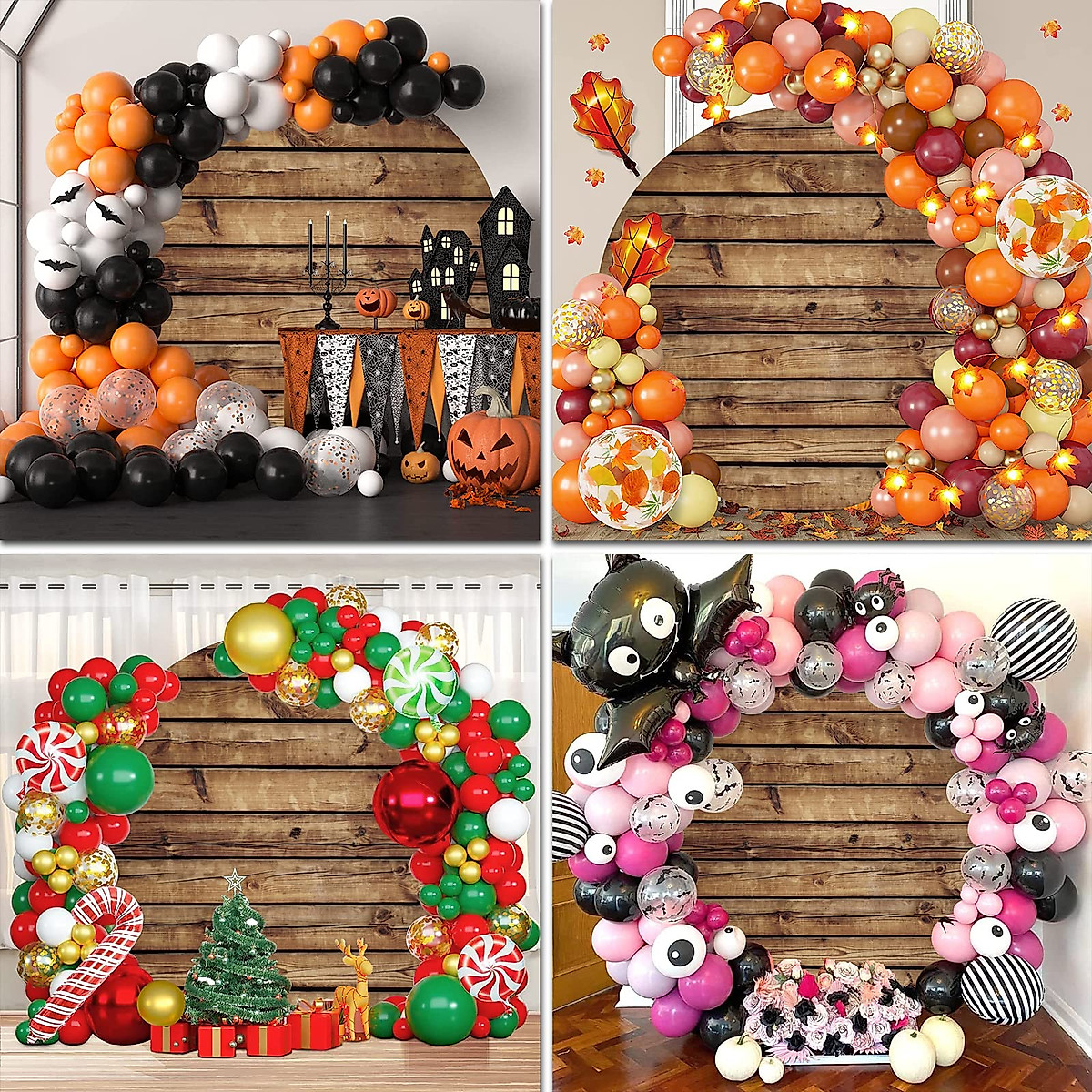 Leowefowa Polyester Rustic Wood Board Round Backdrop (Without Stand,not Real Wood) 6x6ft Wood Plank Background for Photo Girl Boy Birthday Baby Shower Gender Reveal Party Banner Grad Prom Photo Prop