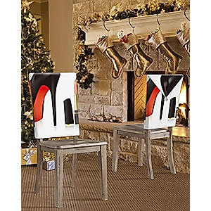 Dining Room Chair Back Covers, Black High Heels and Lipstick Chair Covers Kitchen Chair Slipcovers Protective Covers for Holiday Party Festival Decoration, Set of 6