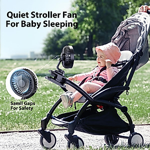 Portable Clip on Fan, 10000mAh Powerful 180° Oscillating Stroller Accessories, 4 Speeds ,Small Desk Fan, Personal Cooling Fan, Rechargeable Table Fan with Battery Operated, for Home Office Outdoor