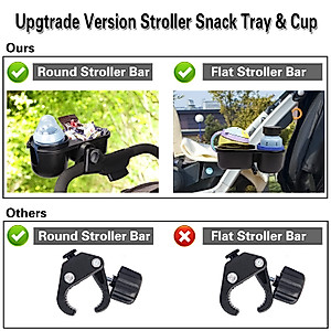 C COMCROSFLY Stroller Snack Tray with Cup Holder, 2 in 1 Universal Multifunction Stroller Snack Tray Organizer, Cup Holder & Snack Tray Attachment for Mom and Baby (Black)