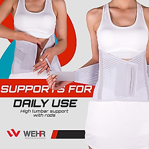 WEHR Lumbocare High Lumbar Support Lower Back Brace – Lumbosacral Support Brace with Soft Splints – Premium Skin Friendly Elastic Material – Ideal for Back Pain, Lumbago, Posture Alignment (Large)