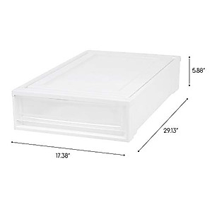 BC-UB Under Bed Box Chest Drawer, White, 2 Pack, 27 Quart