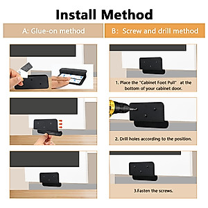 Tryly 2 Pcs Trash Cabinet Foot Pull for Trash Drawer, Metal Cabinet Foot Pull, Plastic Adhesive Cabinet Handle, Cabinet Trash Can Pull Out Kit, Handless Handle for Full Overlay Cabinet Door (2)