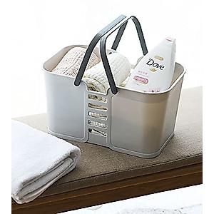 Yesland 4 Pcs Shower Caddy Basket - White Portable Plastic Organizer Storage Baskets with Handles Shower Caddy Bins Tote for Shampoo, Body Wash, Essentials, Makeup in Bathroom - 11.3 x 7 x 6.25 Inch
