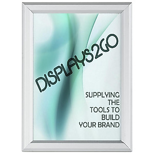 Displays2go Office Sign Holder, 5 x 7 Inch Frame, Quick Snap Border, Lens Included, Silver Aluminum (WSNF57SV)
