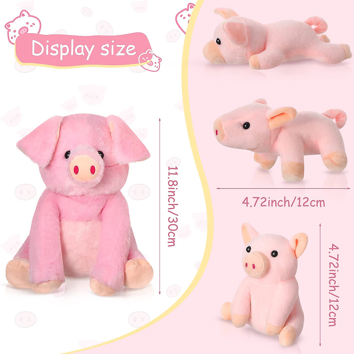 Zomiboo 4 Pcs Pig Plush Stuffed Animals Set Mommy Pig Stuffed Animal with 3 Baby Plush Piggy in Her Tummy Mommy Pig and Baby Small Plush Pig Valentine's Day Birthday Gift for Toddlers Boys Girls