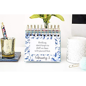 bloom daily planners Undated Perpetual Desk Easel/Inspirational Standing Flip Calendar - (5.25" x 5.5") (The Best is Yet to Come)