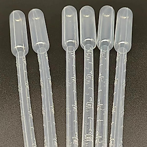 Pack of 100 5ML Disposable Pipettes Plastic Pipette Droppers for transferring Liquids, Oils, resins, Crafts, Essential Oil Mixing, Fish Tank Cleaning, Student Scientific Research Activities, etc.