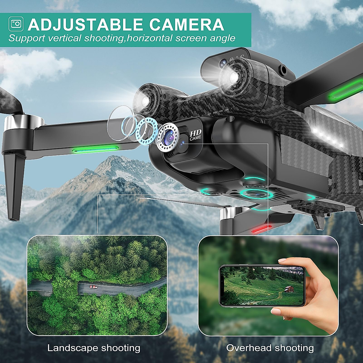 ROTAZA Drones With Camera,4K FPV Mini Drone Toy - Foldable, Carrying Case, Adjustable Lens, Brushless Motor, Headless Mode, Obstacle AvoidanceOne Key Take Off/Land, for Kids, Adults, Beginners
