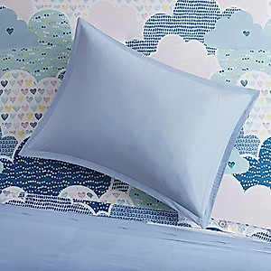 Urban Habitat Kids Duvet Set Vibrant Fun and Playful Print All Season Comforter Cover Matching Shams, Decorative Pillow, Children Bedding, Bedroom Décor, Full/Queen, Cloud Blue 5 Piece