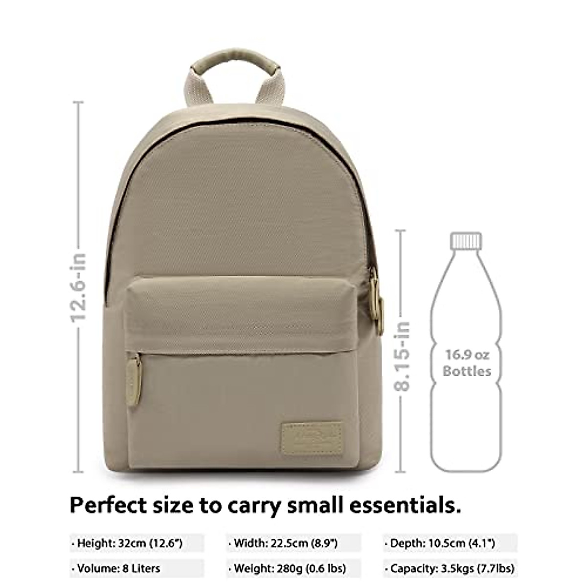 HotStyle SIMPLAY+ Mini Backpack Small Fashion Backpacking Purse, Pastel Khaki