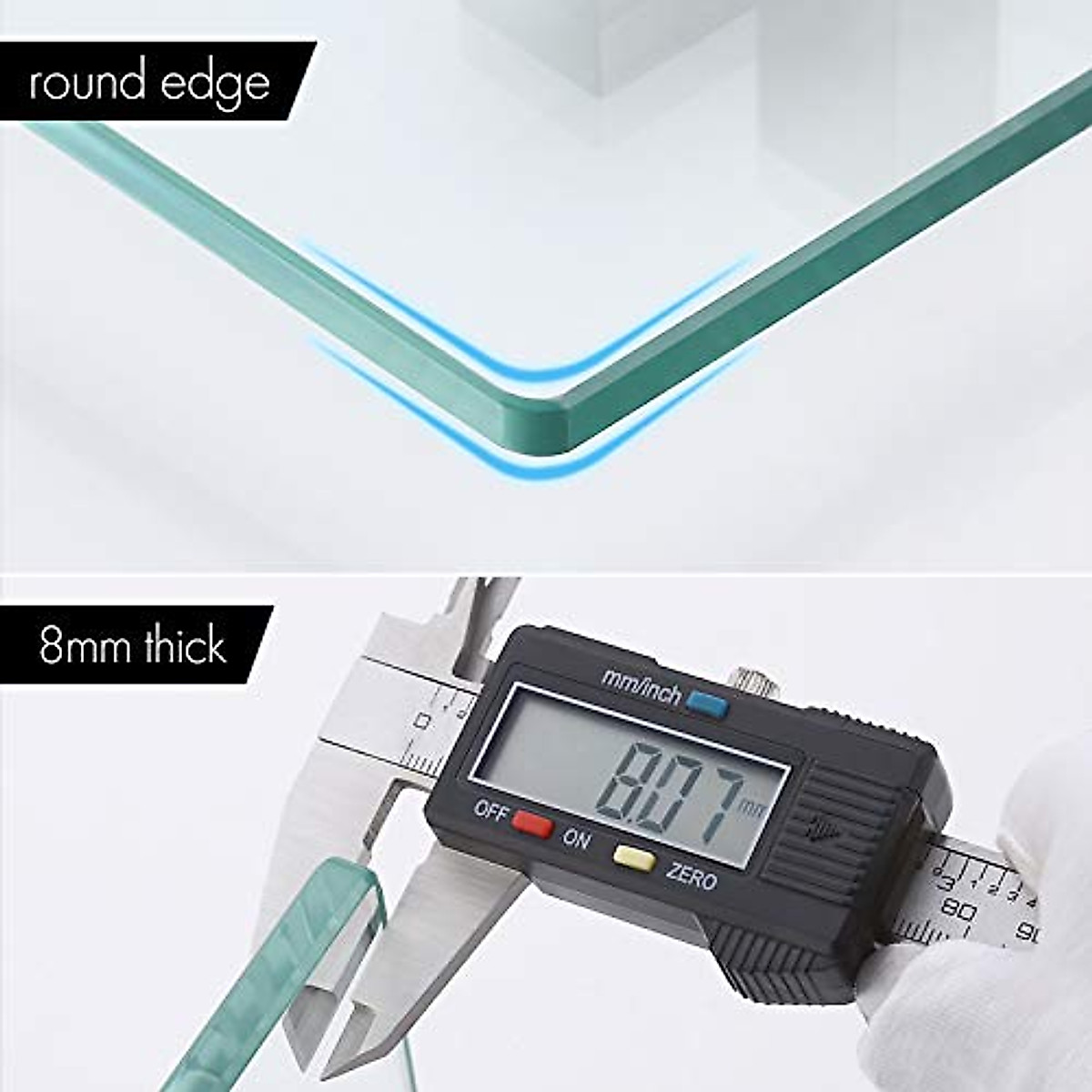 KES Glass Shelves for Bathroom, 15.8-Inch Bathroom Shelf with Rectangle Tempered Glass and Polished Chrome Bracket Wall Mount 2 Pack, BGS3201S40-P2