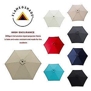 FLAME&SHADE 7.5 ft Outdoor Market Patio Table Umbrella with Tilt, Taupe