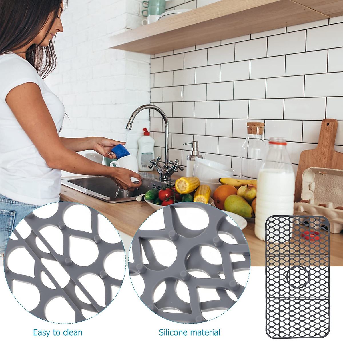 Angoily Silicone Sink Mat Silicone Sink Protector Sink Rack for Bottom Flatware Sink Mats for Bottom Kitchen Sink Silicone Kitchen Mat Mat Dishwasher Bar Counter