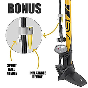 BV Bike Pump Out of Durable Steel - Bicycle Pump 160 PSI high Pressure, Bike Tire Pump 17/24 inch Smart Valve Head, Automatically Reversible Presta & Schrader, Ball Pump