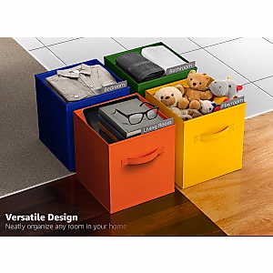 Sorbus Fabric Storage Cubes - 6 Foldable Storage Bins for Organizing Pantry, Cubbies, Toy Box - Clothes Storage & Closet Organizer - 11 Inch Collapsible Cube Baskets for Shelves with Handle